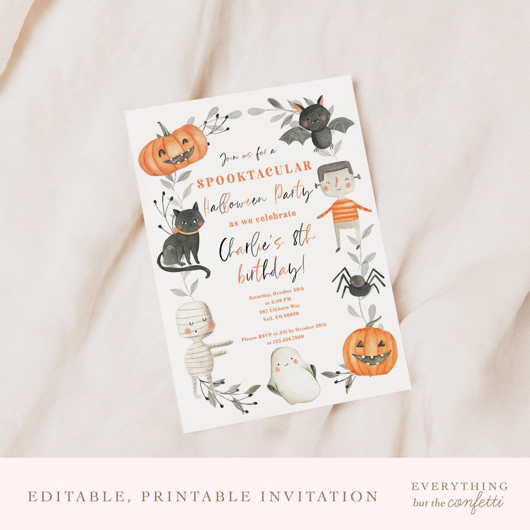 Halloween Party Invitation Template, Spooktacular Birthday Party ...