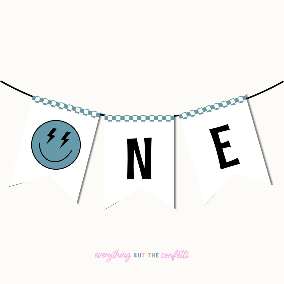 Printable One Happy Dude First Birthday High Chair Banner Template ...
