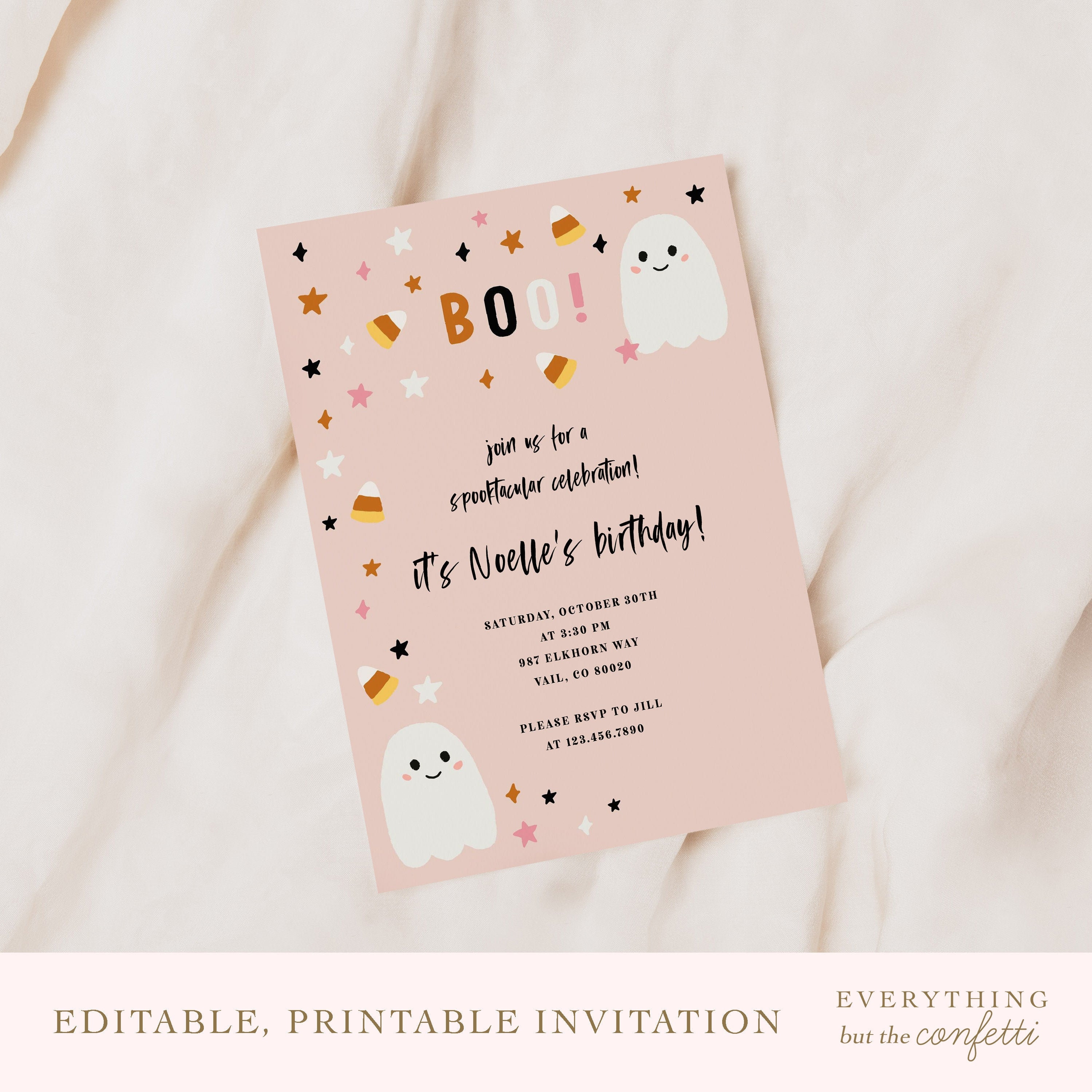 Boo Halloween Party Invitation Template Cute Halloween - Etsy