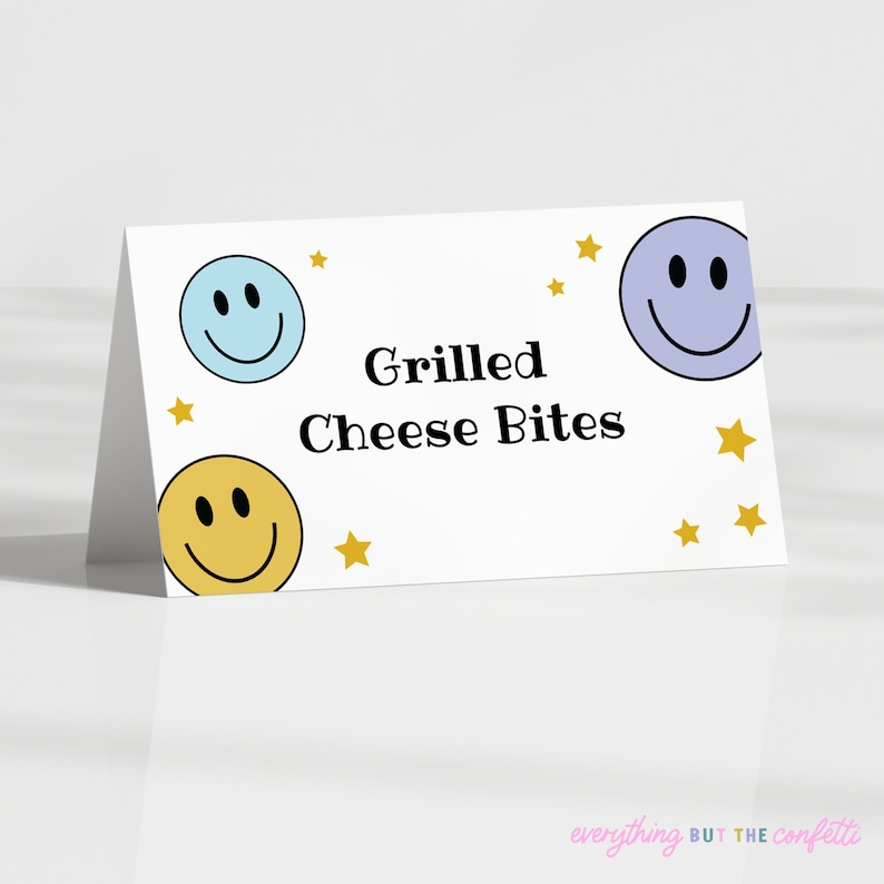 Smiley Faces Printable Food Tent Label Template, Smileys Birthday ...