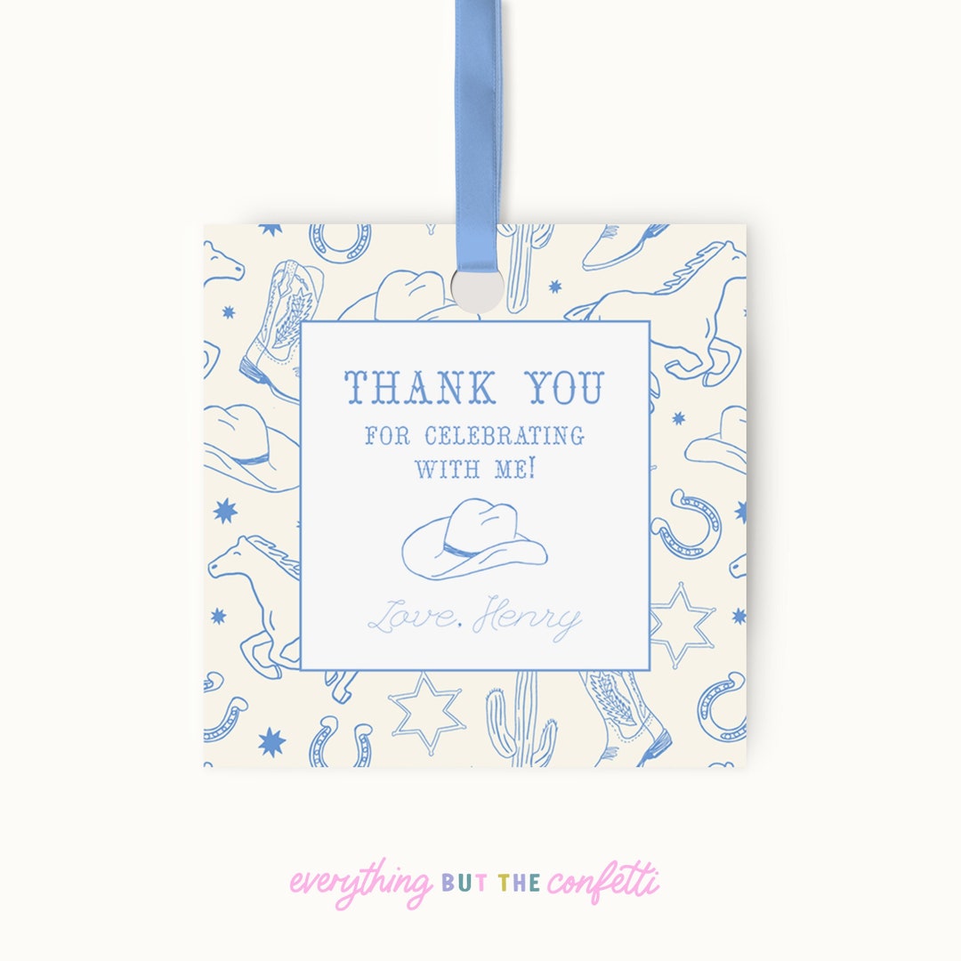 Rodeo Birthday Favor Tag Template, Party Favor Tags for Cowboy Party ...
