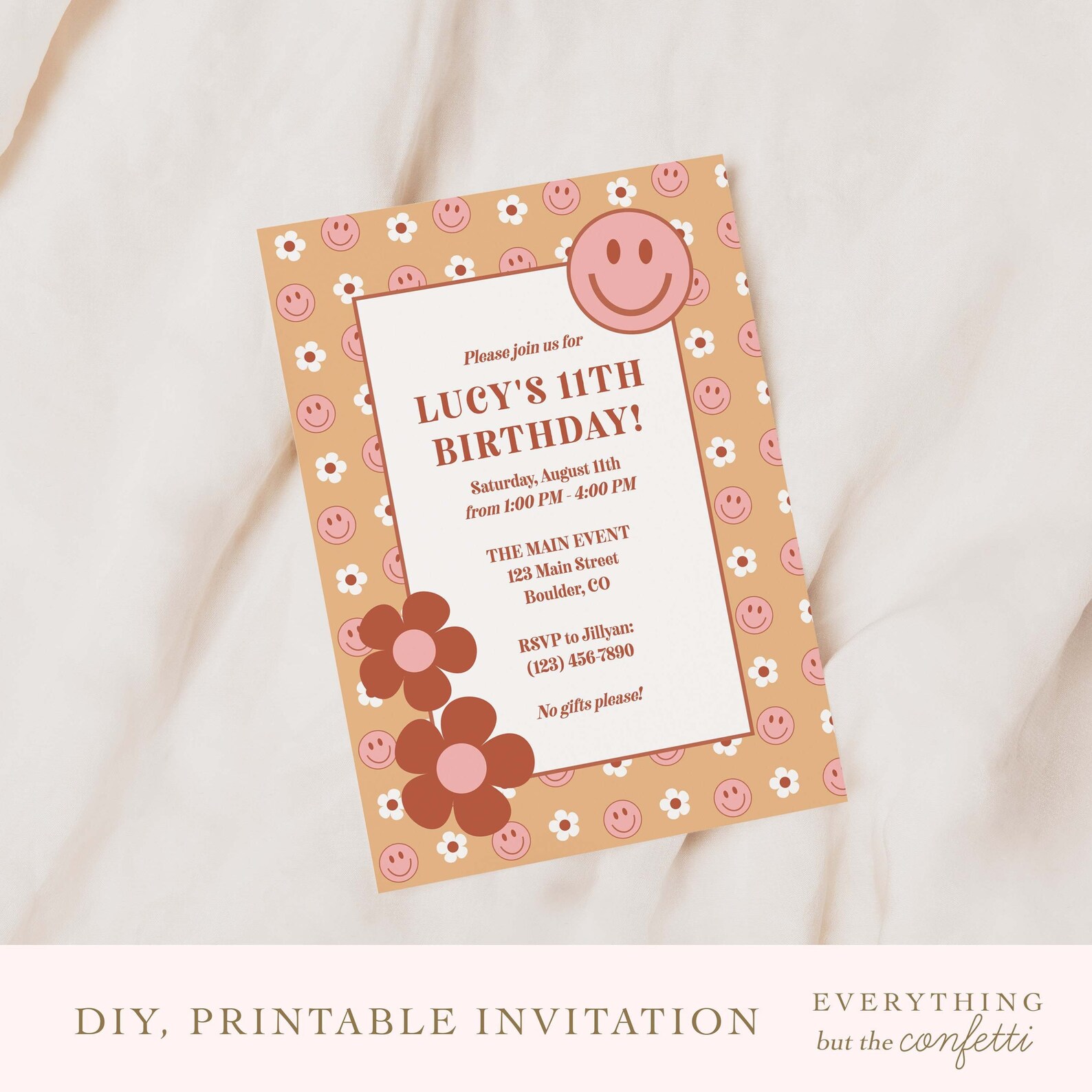 Smiley Faces Editable Printable Invitation Template Kids - Etsy