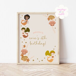 Boho Mermaids Party Sign Template, Editable Party Sign for Kids ...