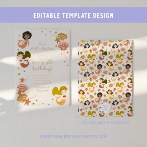 Boho Mermaids Party Invitation Template, Printable, Editable ...