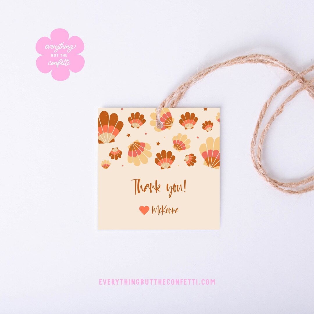 Boho Seashells Gift Tags, Under the Sea Party, Instant Download, Party ...