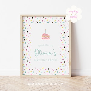 Birthday Cake Sprinkles Party Sign Template, Editable Printable Instant ...