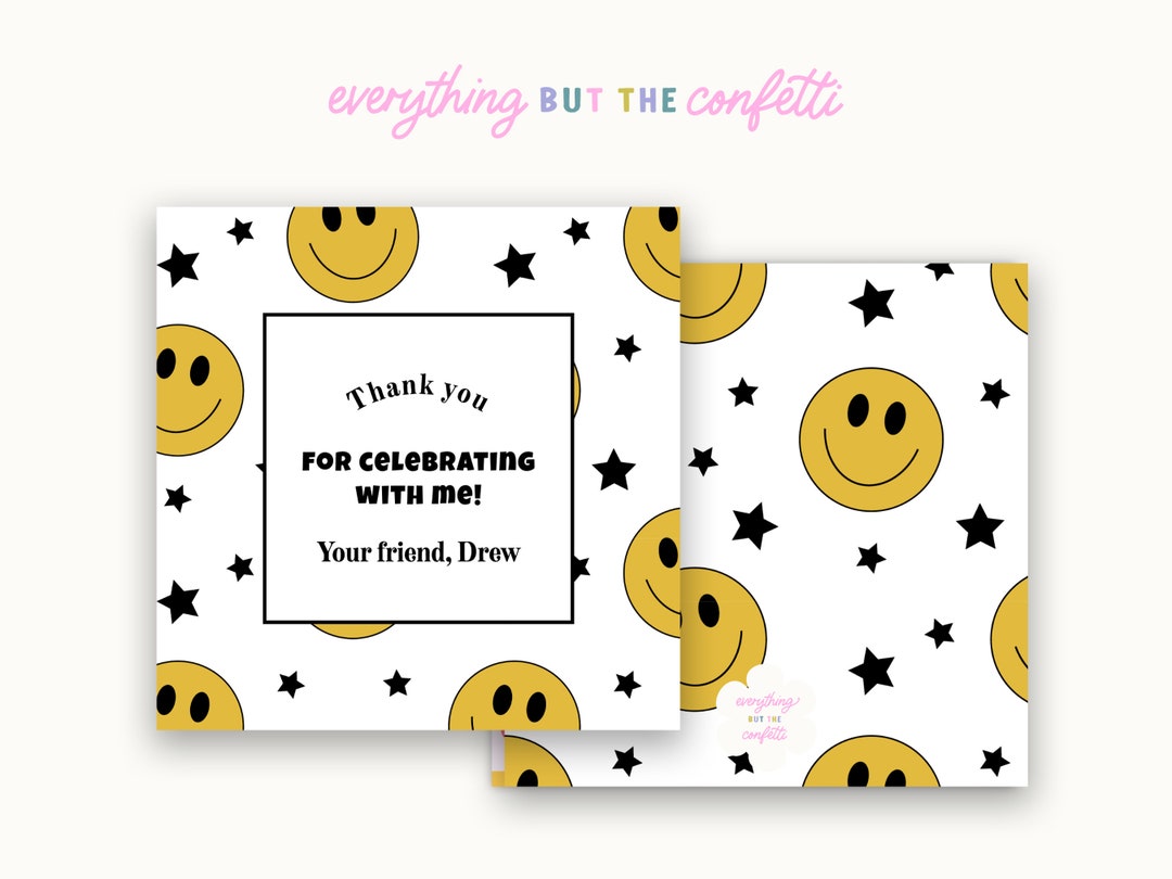 Smiley Faces Editable Printable Party Favor Tags Template - Etsy