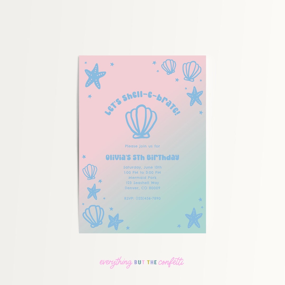 Printable Let's Shell-e-brate Party Invitation Template, Shellebrate ...
