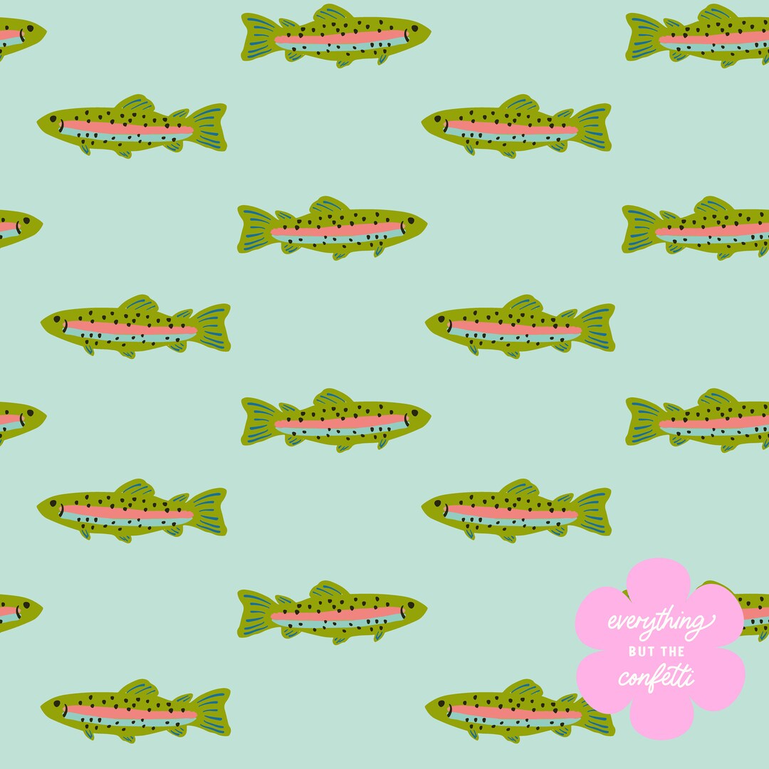 Trout Seamless Pattern, Cute Fish Repeat Pattern, Colorful Playful ...