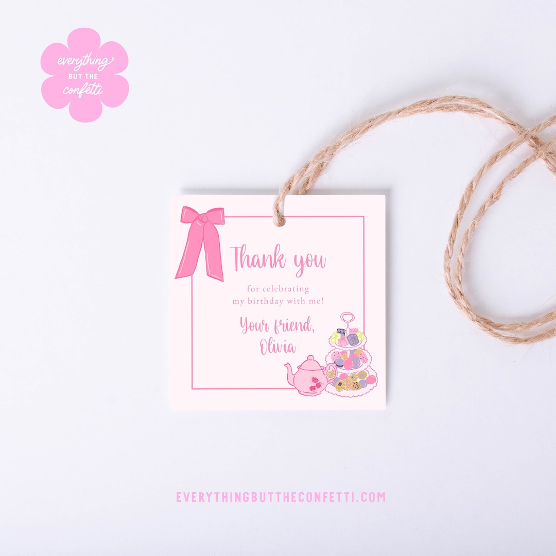 Let's Par-tea Editable Printable Square Tags Template, Tea for Two, Tea ...