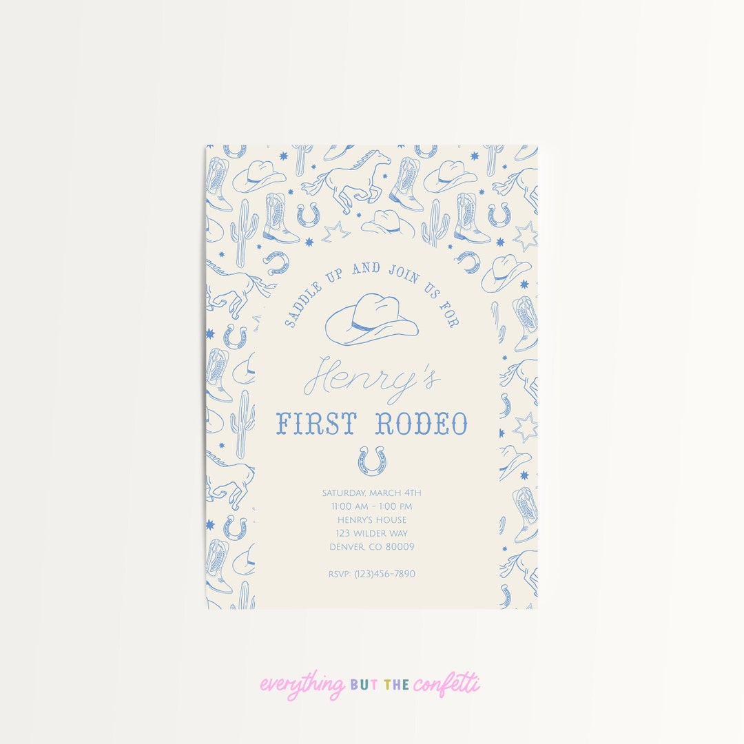 First Rodeo Birthday Invitation Template, Printable First Rodeo ...