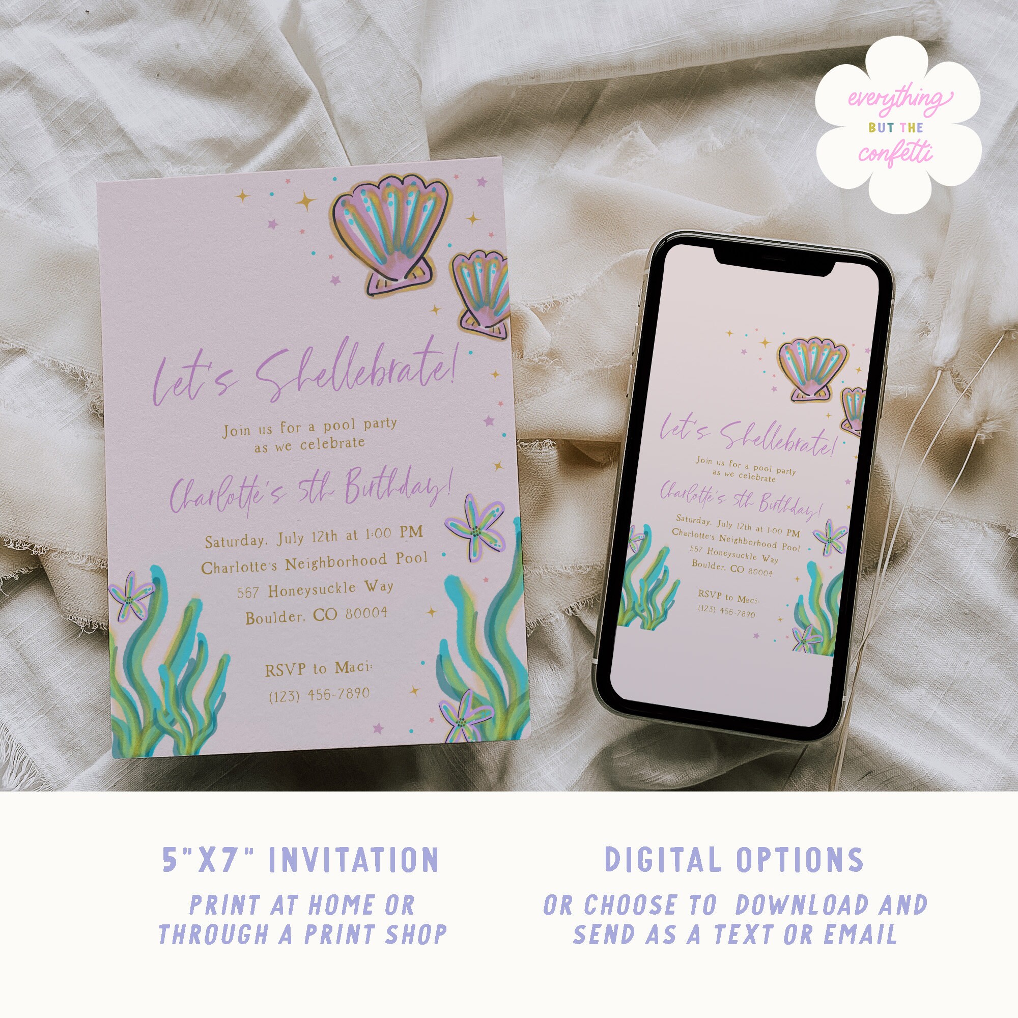 Let's Shell-e-brate Party Invitation Template Shellebrate - Etsy