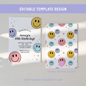 Smiley Faces Editable Printable Invitation Template, Kids Party ...