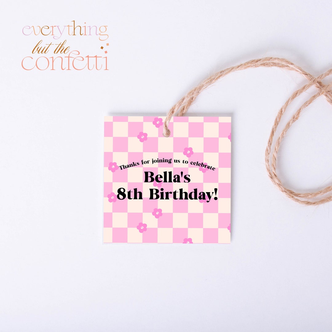 Checkered Editable Printable Party Favor Tags Template Kids - Etsy