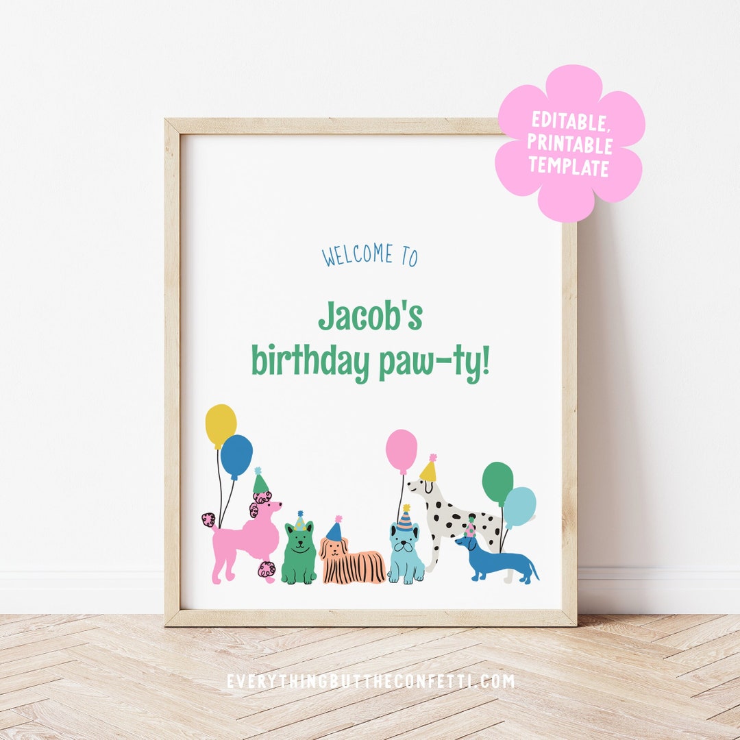 Let's Pawty Editable, Printable Party Sign, DIY Party Sign, Kids ...