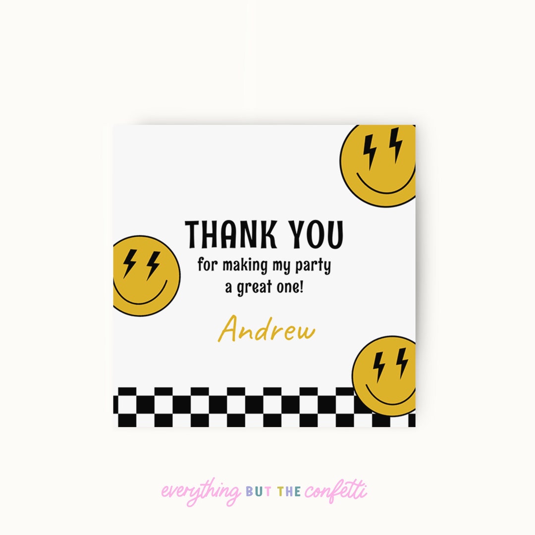 Smiley Faces Editable Printable Party Favor Tags Template, Kids Party ...