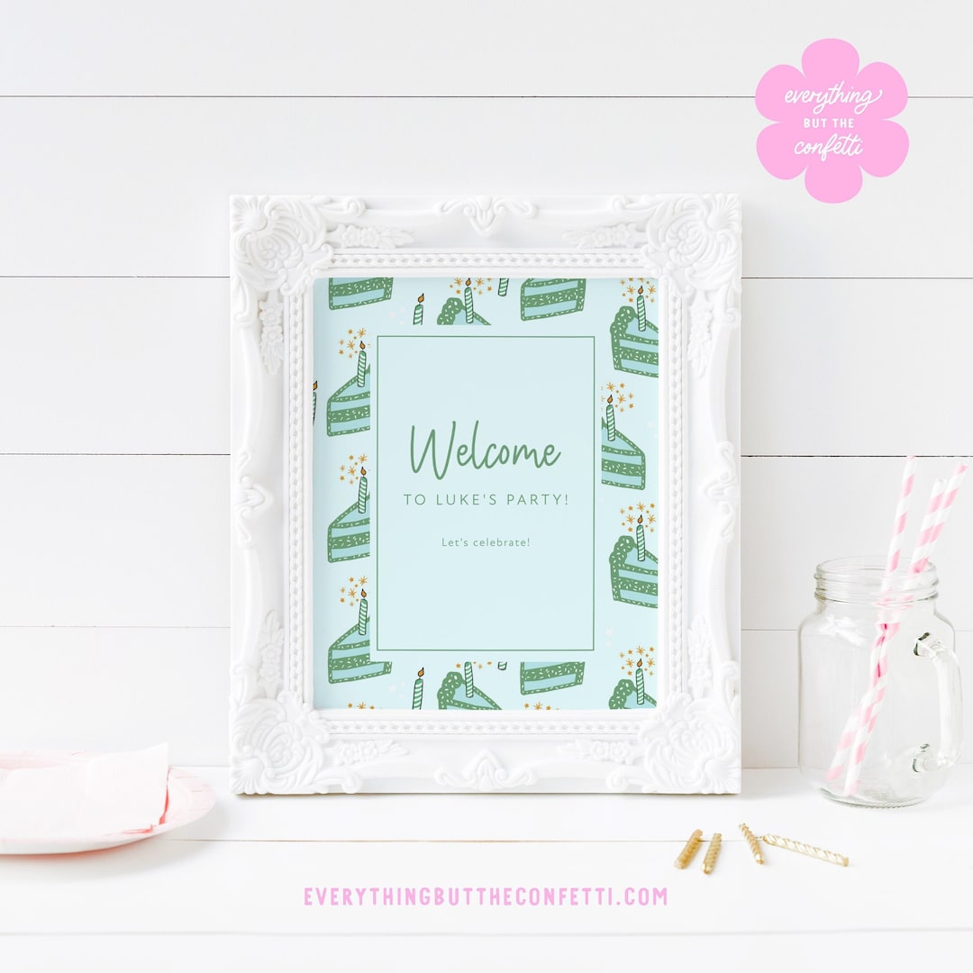 Birthday Cake Party Sign Printable Template - Etsy