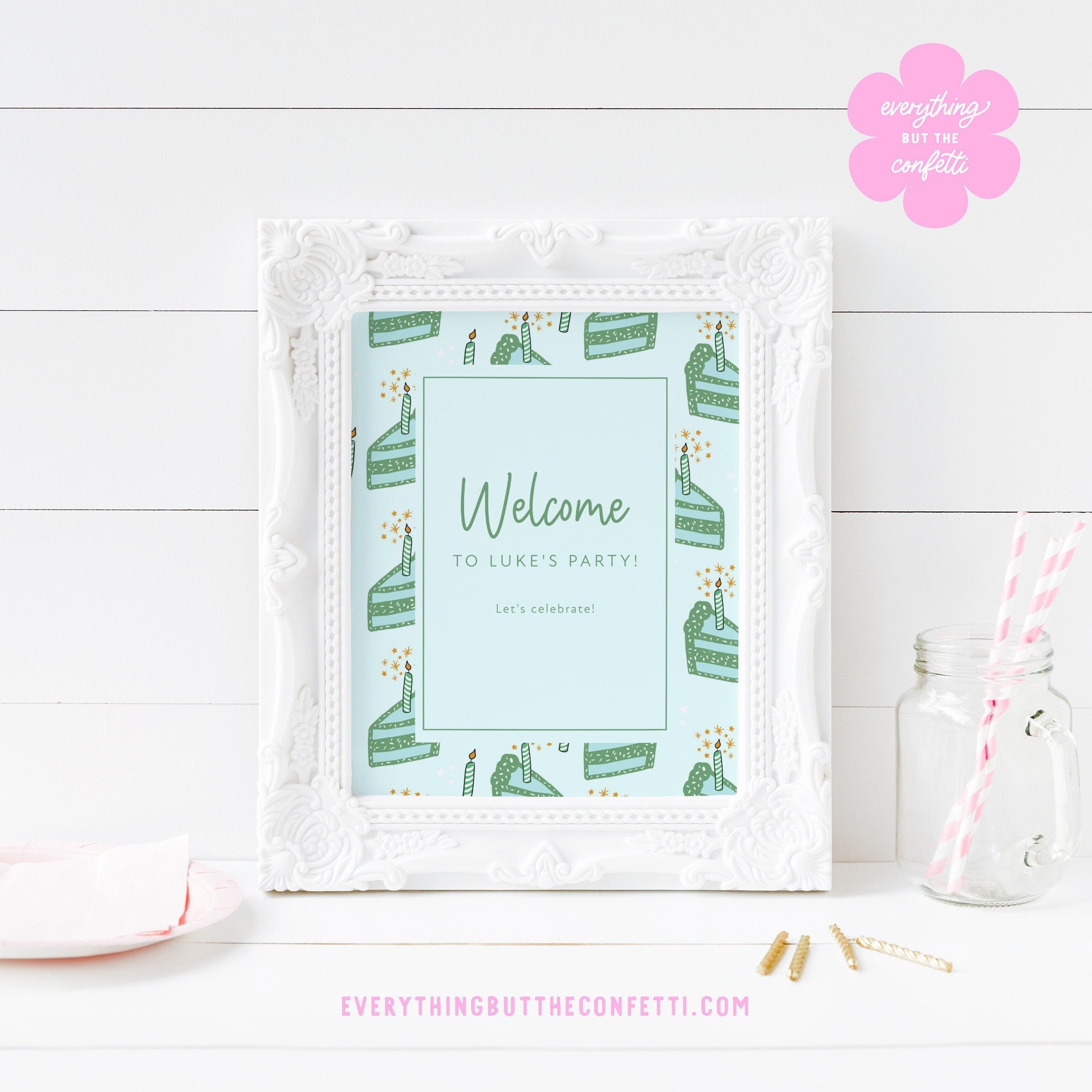 Birthday Cake Party Sign Printable Template - Etsy