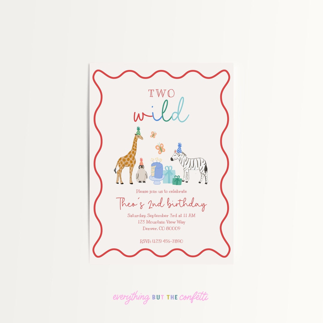 Two Wild Birthday Invitation, Second Birthday Invitation, Two Wild ...