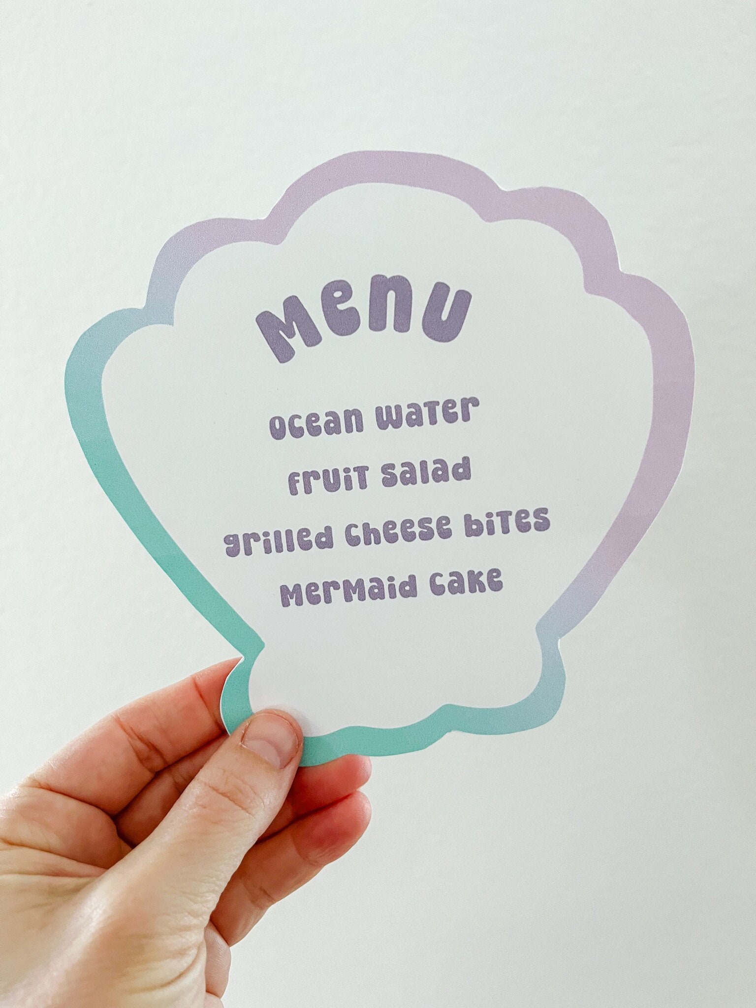 Printable Mermaid Shell Menu Template, Seashell Menu Template ...
