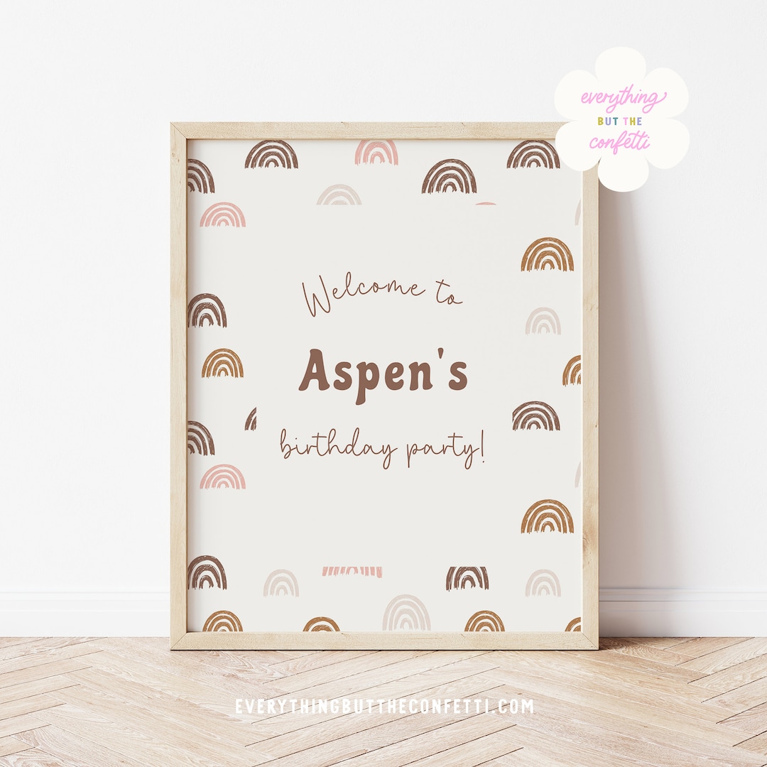 Boho Rainbows Party Sign Template, Editable, Printable, Instant ...
