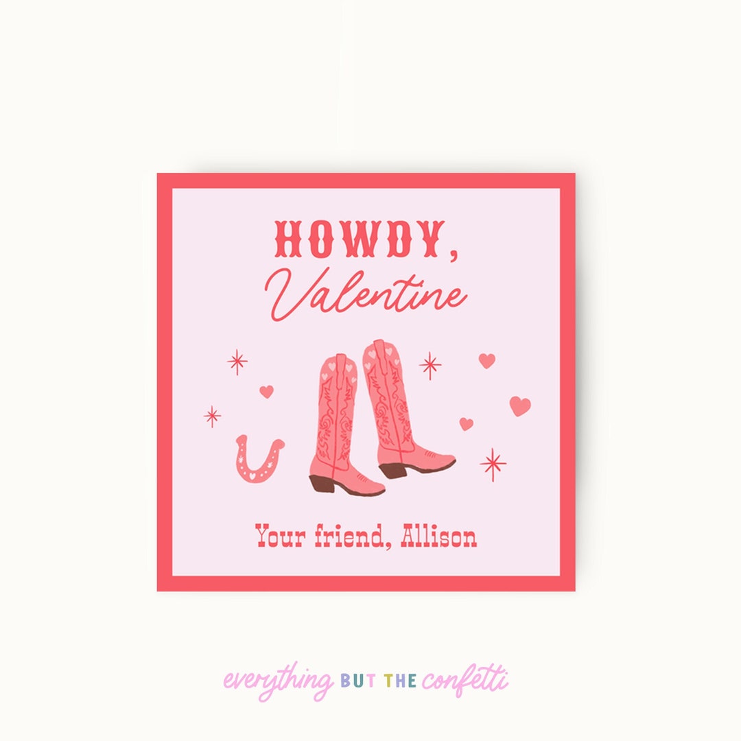 Cowgirl Valentines Day Card Printable, Valentines for Kids, Howdy ...