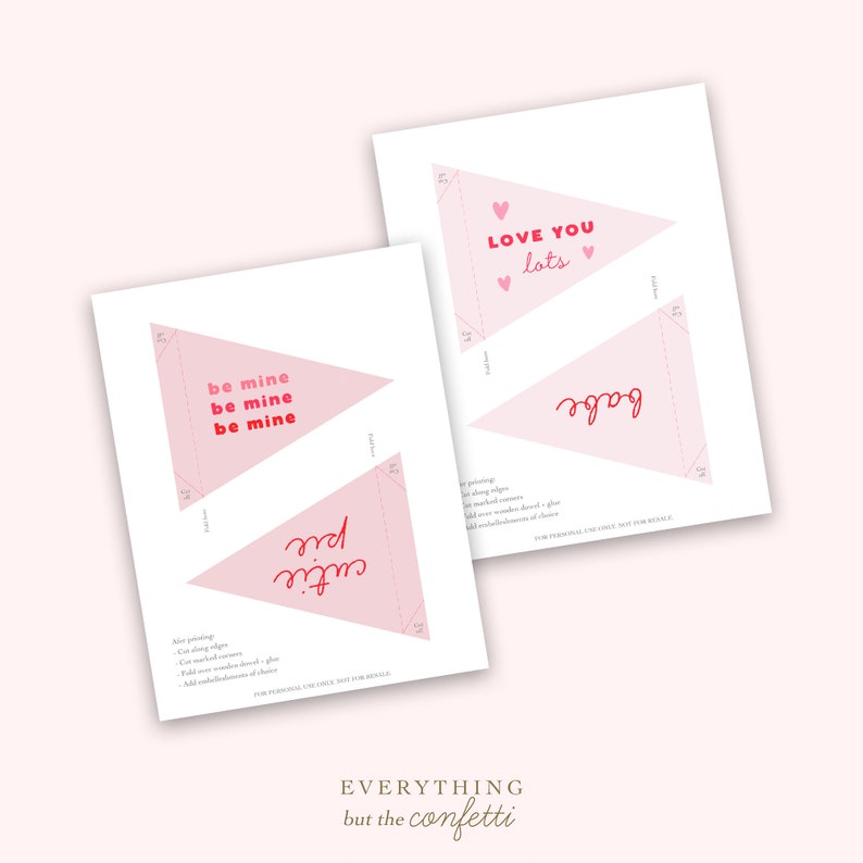 Valentine's Day Pennant Flag Templates, DIY Valentine's Party ...