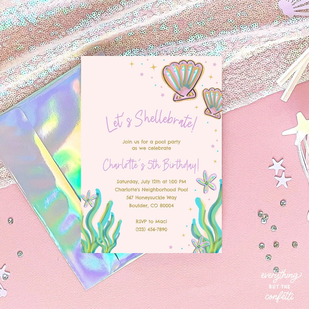 Let's Shell-e-brate Party Invitation Template, Shellebrate Party ...