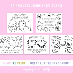Printable Valentine's Day Coloring Sheets, Coloring Pages Bundle for ...