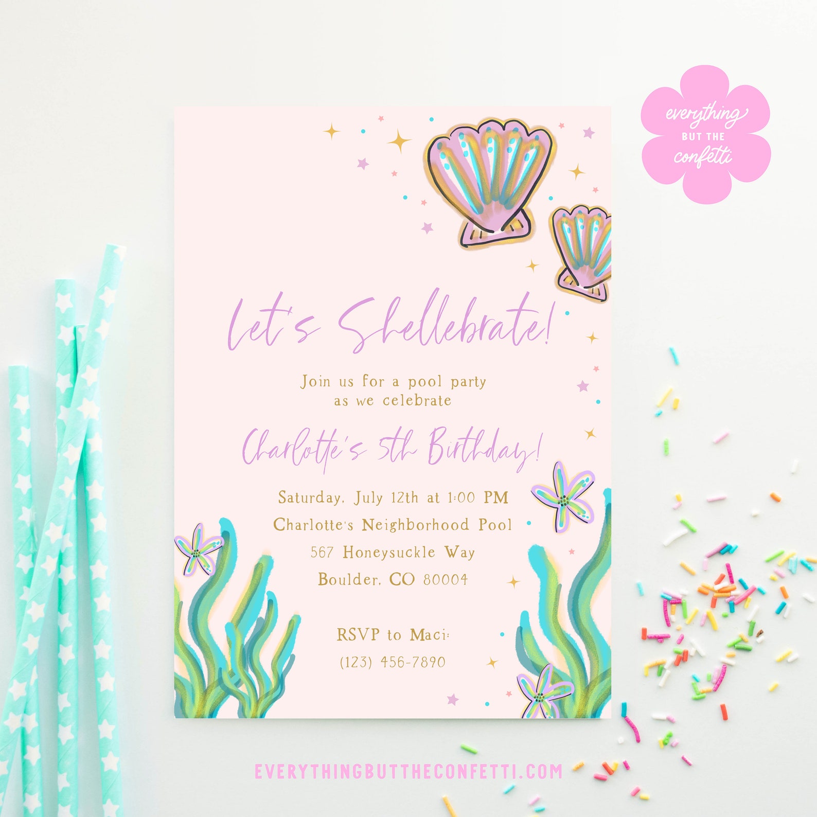 Let's Shell-e-brate Party Invitation Template Shellebrate - Etsy