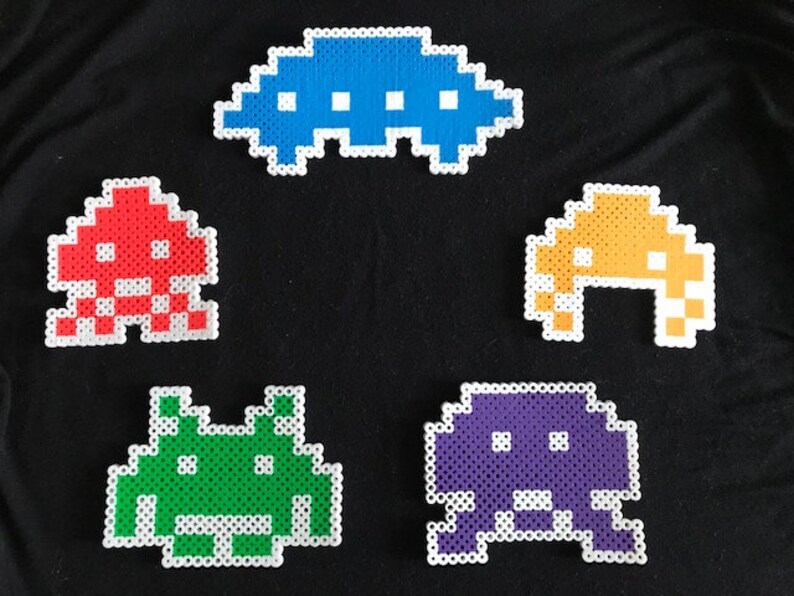 Space Invaders Perler Bead Figures - Etsy