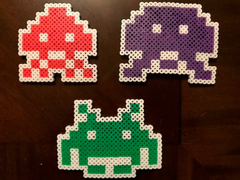 Space Invaders Perler Bead Figures - Etsy
