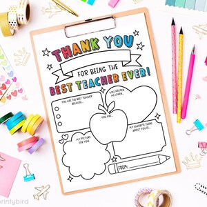 Teacher Appreciation Week Gift | Teacher Appreciation Coloring Sheet ...