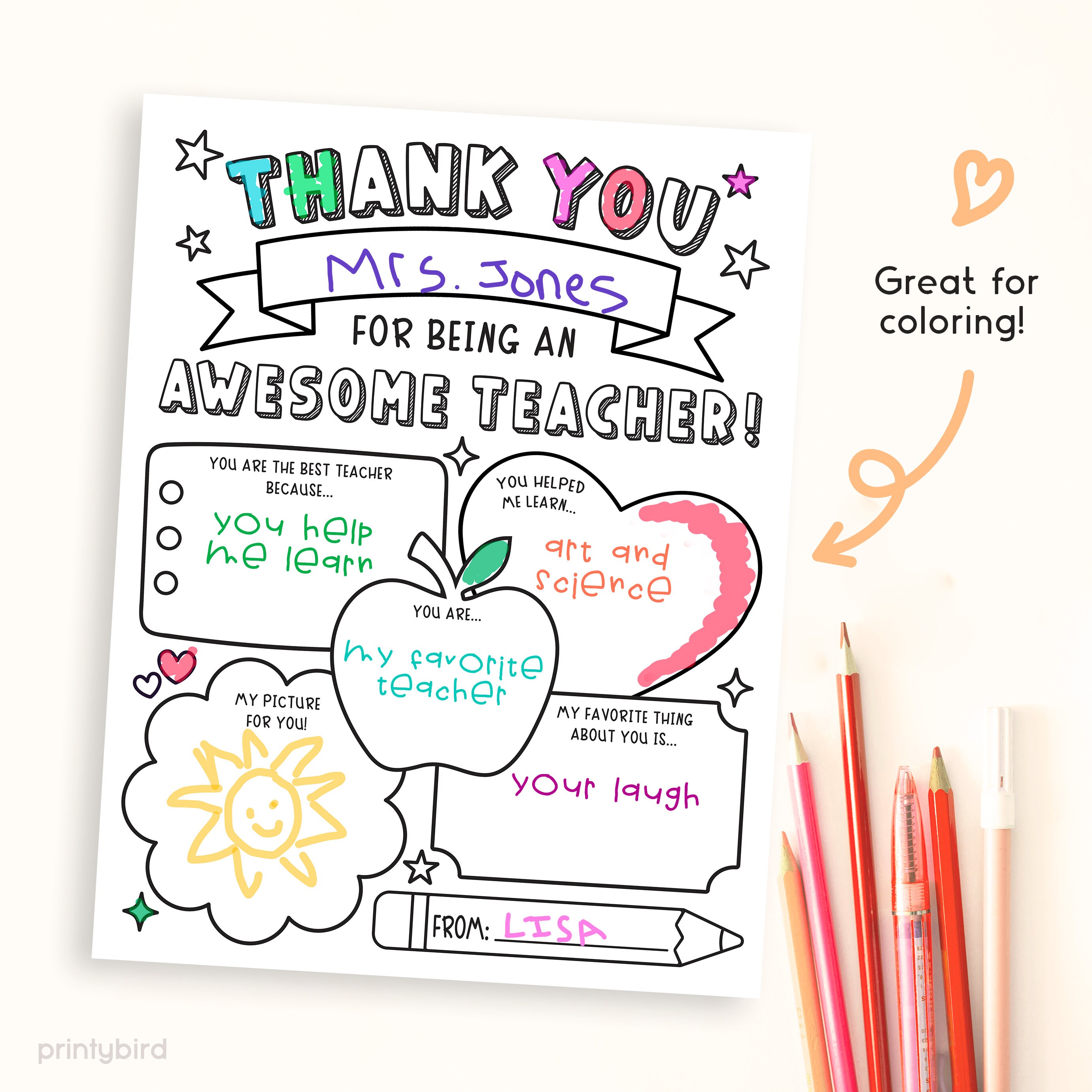 Teacher Appreciation Week Coloring Pages Printable | Teacher ...