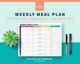 Rainbow Meal Plan Bundle Printable Meal Prep Menu Planner - Etsy