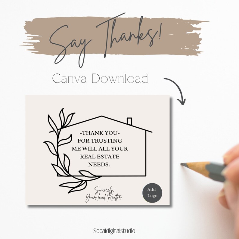 Real Estate Thank You Note L Realtor Thank You Note L Thank You Canva ...