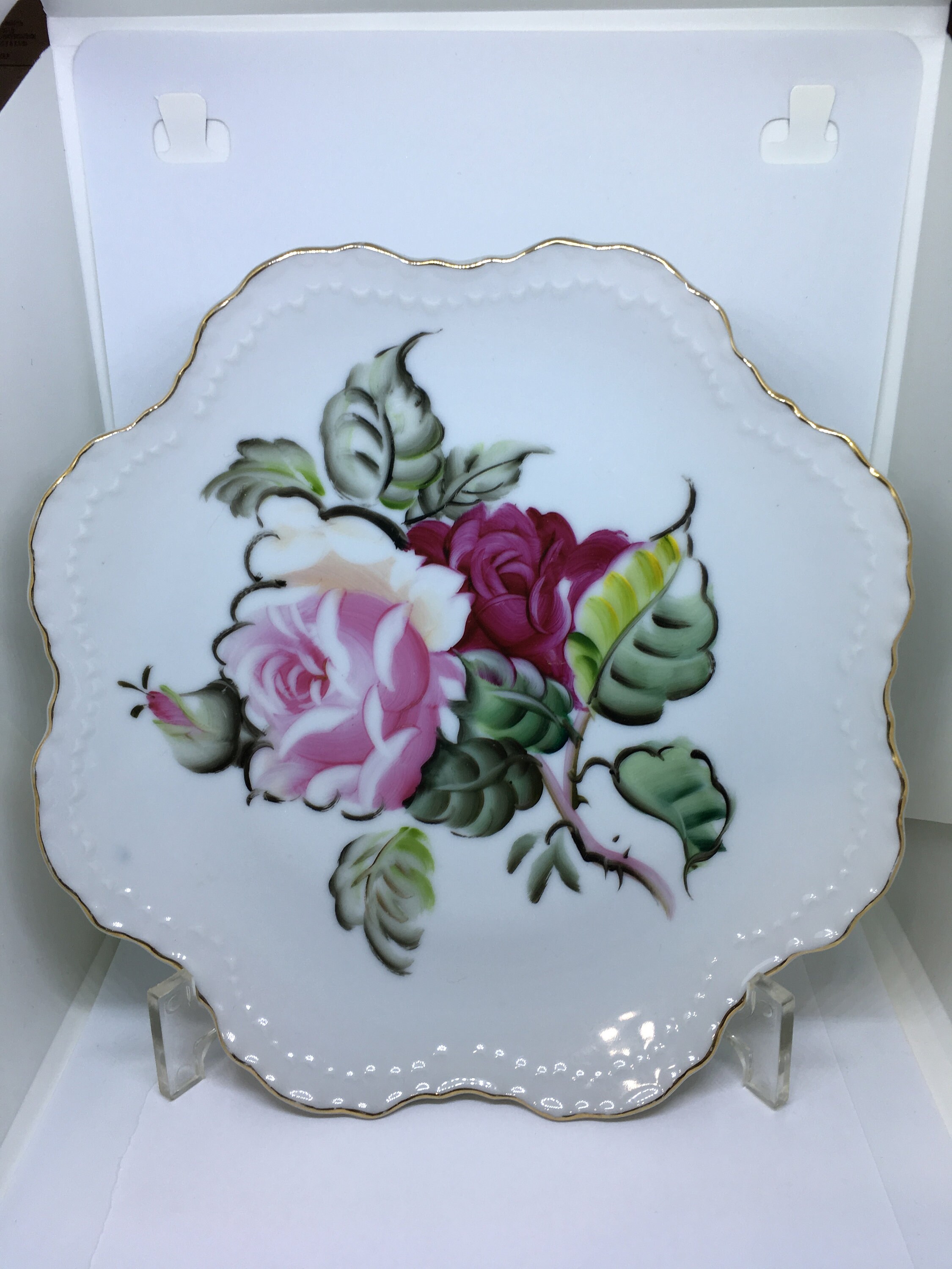 Vintage Lefton Pink Rose Plate - Lefton China Handpainted Plate - Etsy.de