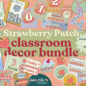 Strawberry Patch Classroom Decor Bundle: Vintage Cottagecore (digital ...