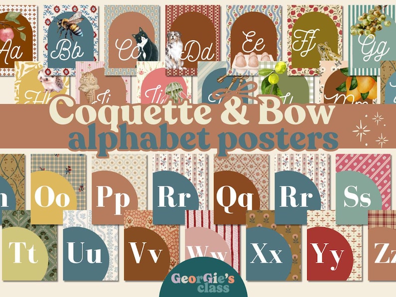 Coquette & Bow Alphabet Posters. Digital Downloads. French Inspired ...