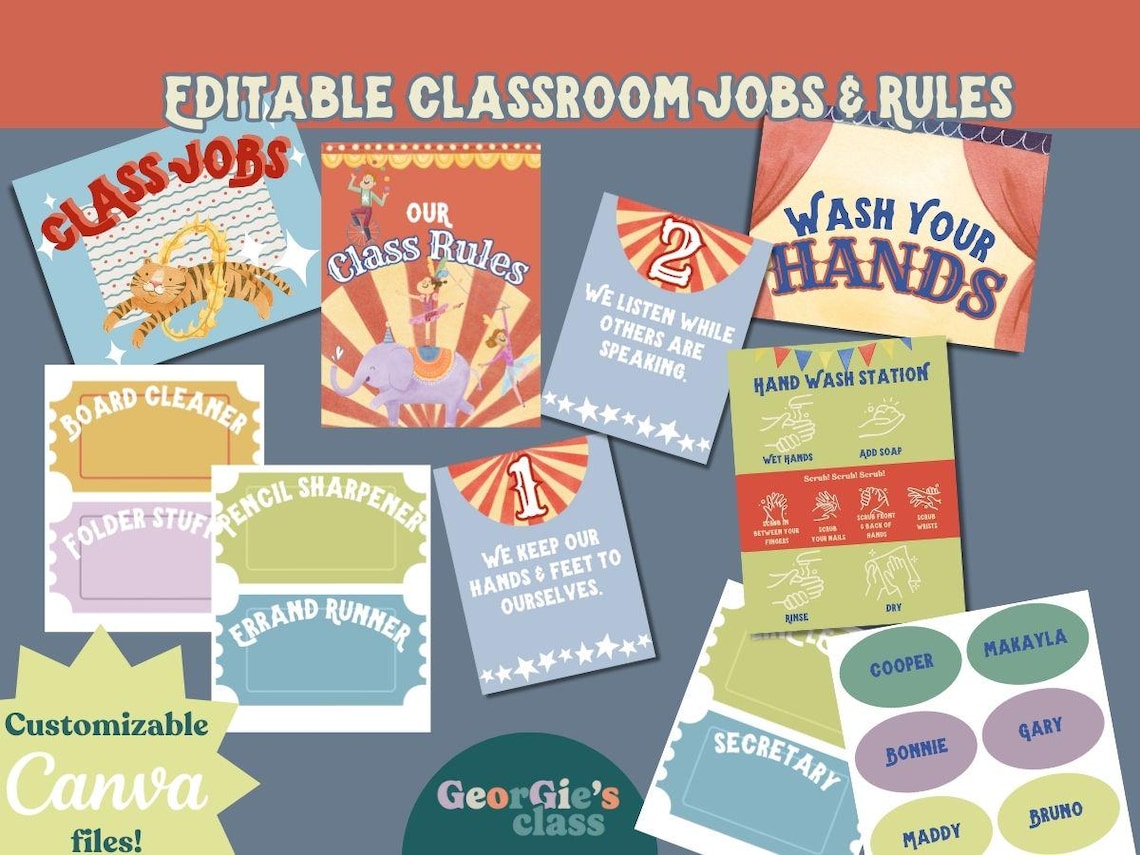 Circus Classroom Decor Bundle: Vintage Carnival Theme (editable Files ...