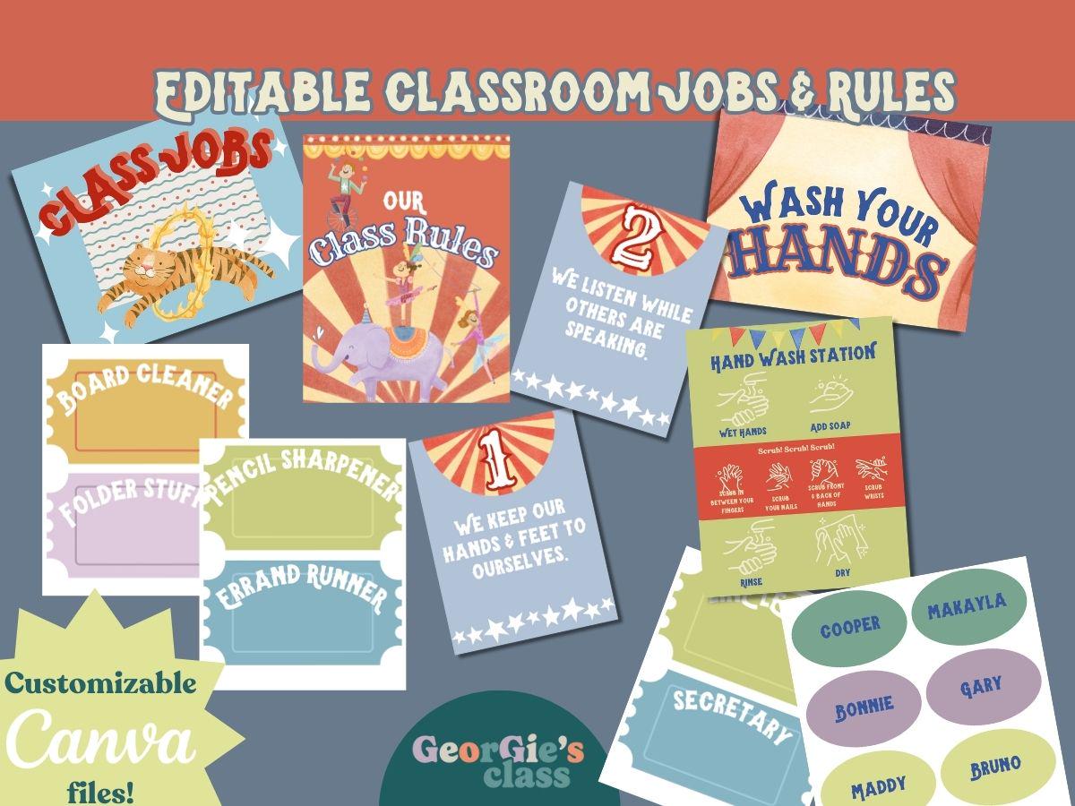 Circus Classroom Decor Bundle: Vintage Carnival Theme (editable Files ...