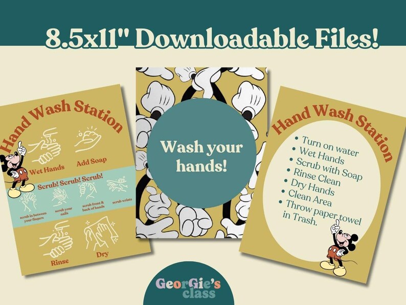 Disney Hand Wash Station Posters. Hand Wash Instructions. Hand Wash ...