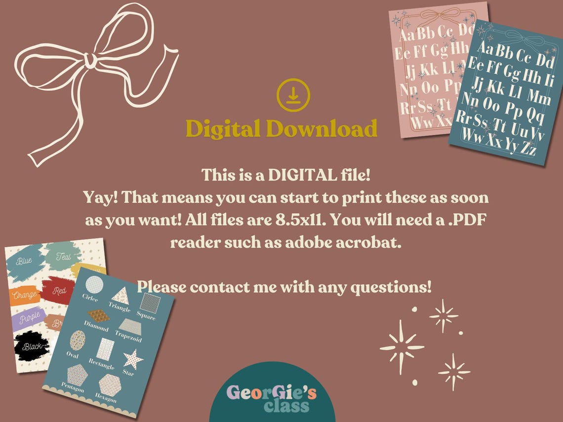 Coquette Theme Educational Posters. Bow Playroom Posters. Bow Class ...