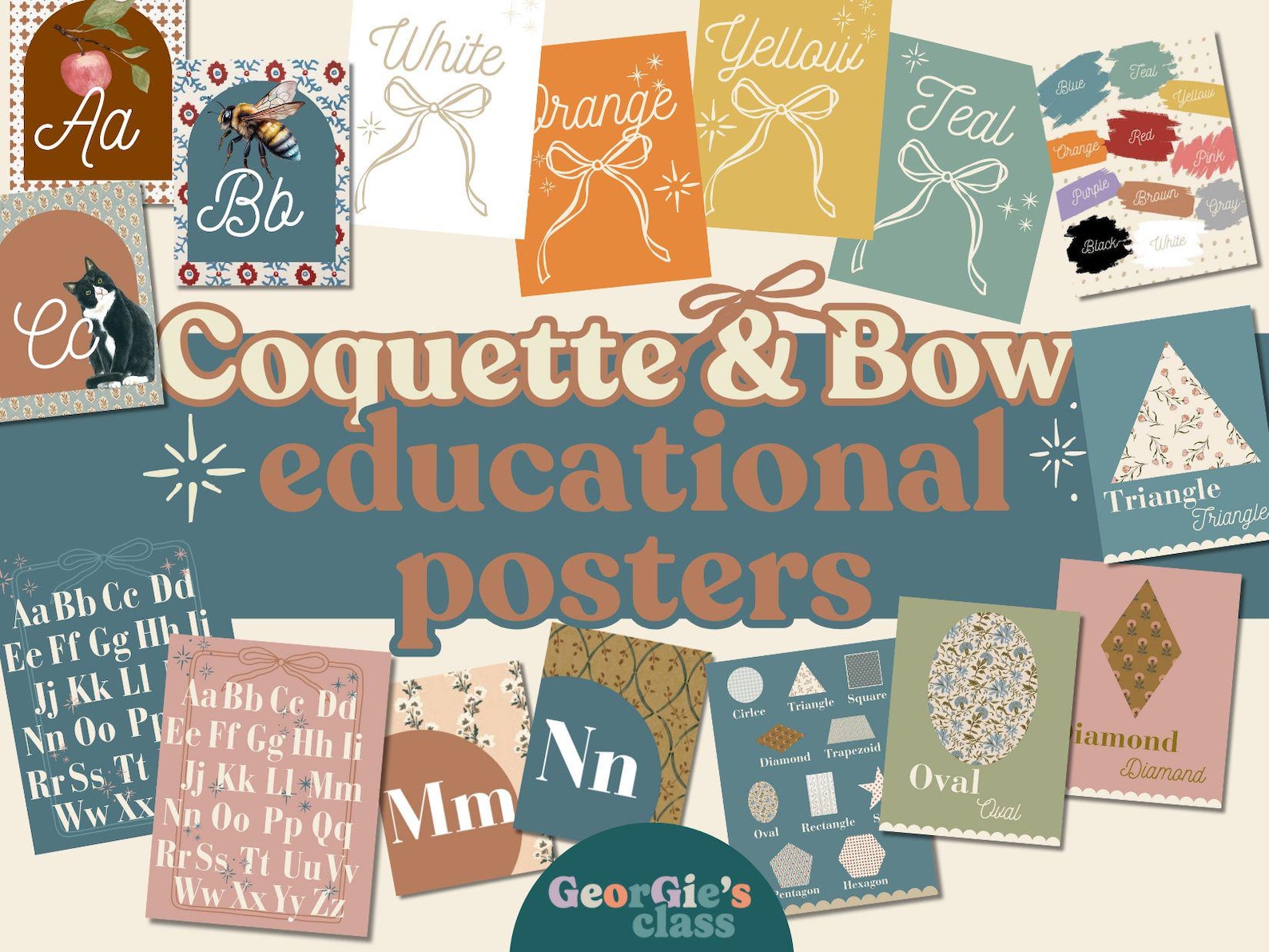 Coquette Theme Educational Posters. Bow Playroom Posters. Bow Class ...