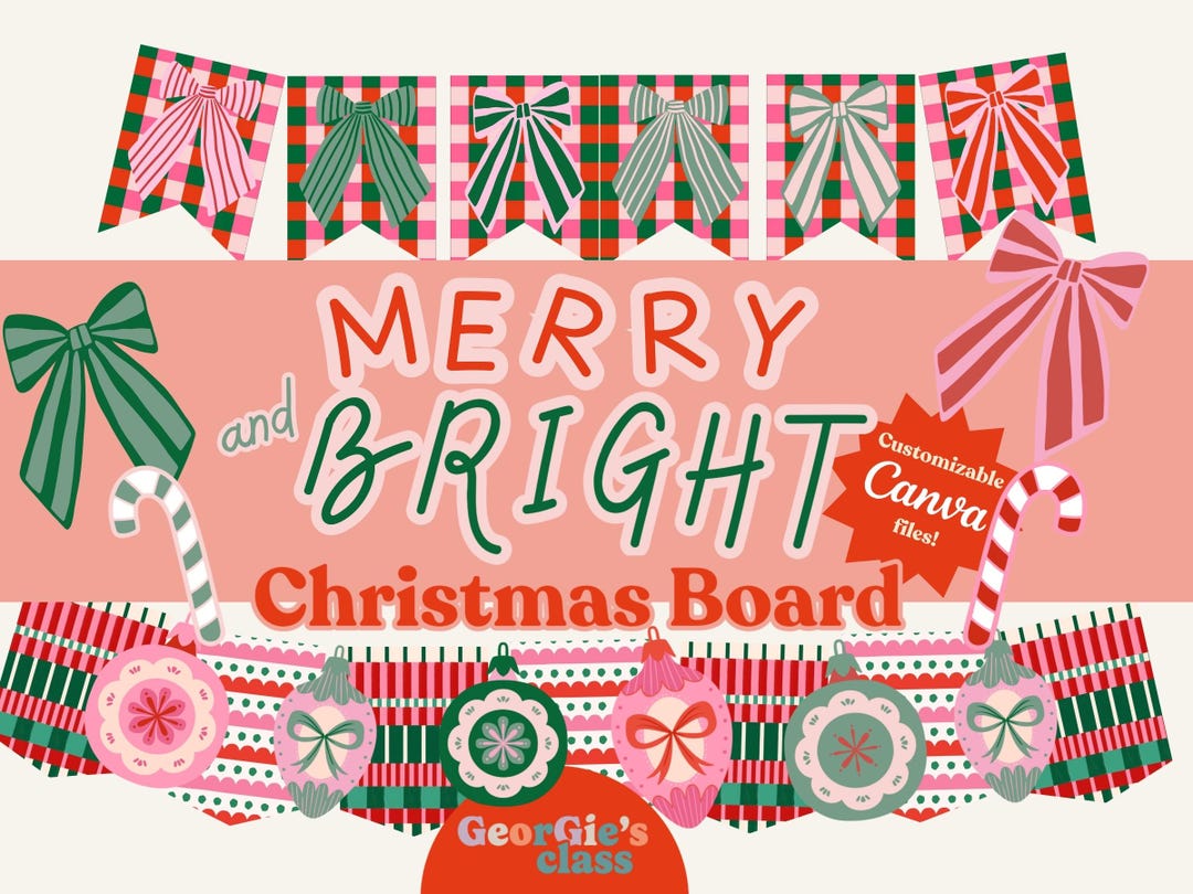 Merry & Bright Class Bulletin Board - Etsy