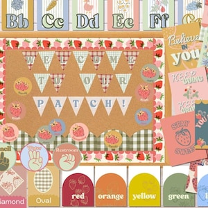 Strawberry Patch Classroom Decor Bundle: Vintage Cottagecore (digital ...