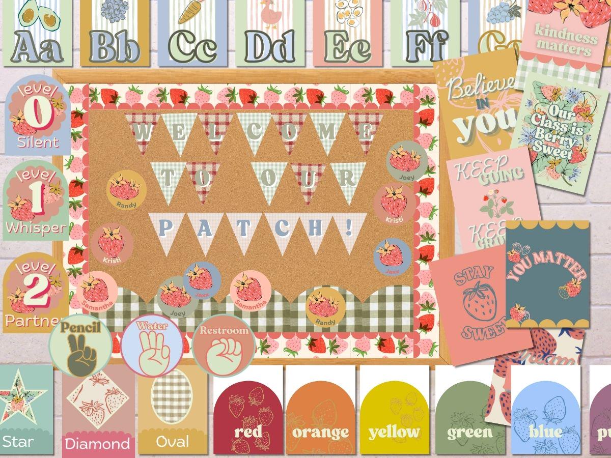 Strawberry Patch Classroom Decor Bundle: Vintage Cottagecore (digital ...