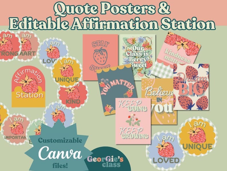 Strawberry Patch Classroom Decor Bundle: Vintage Cottagecore (digital ...