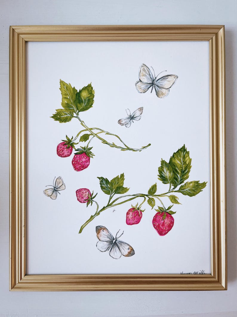 Strawberries & Butterflies - Etsy