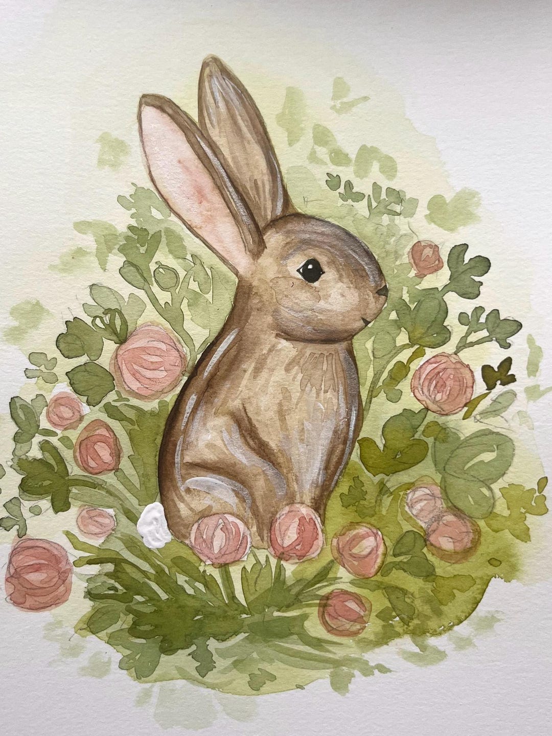 Rabbit and Clover Painting - Etsy